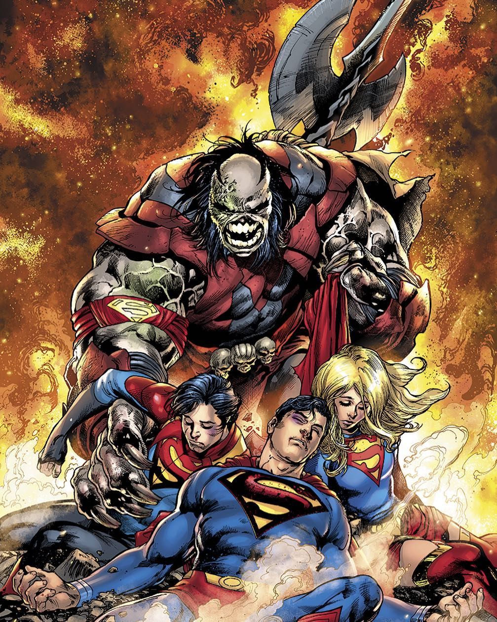 Superman, Superboy and Supergirl Lay Defeated on DC Cover