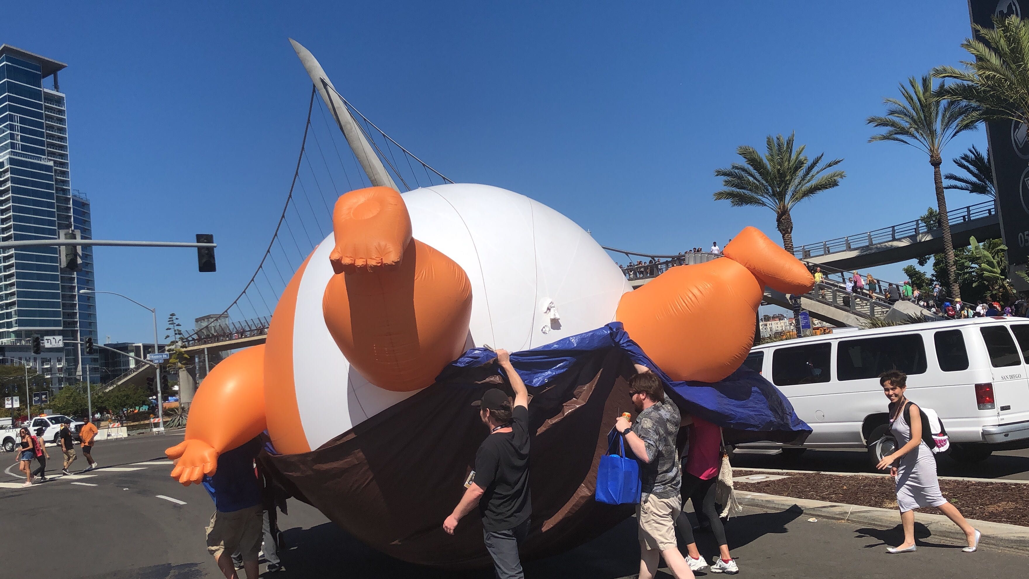 EXCLUSIVE: Inflatable Baby Trump Balloon Takes Flight at SDCC