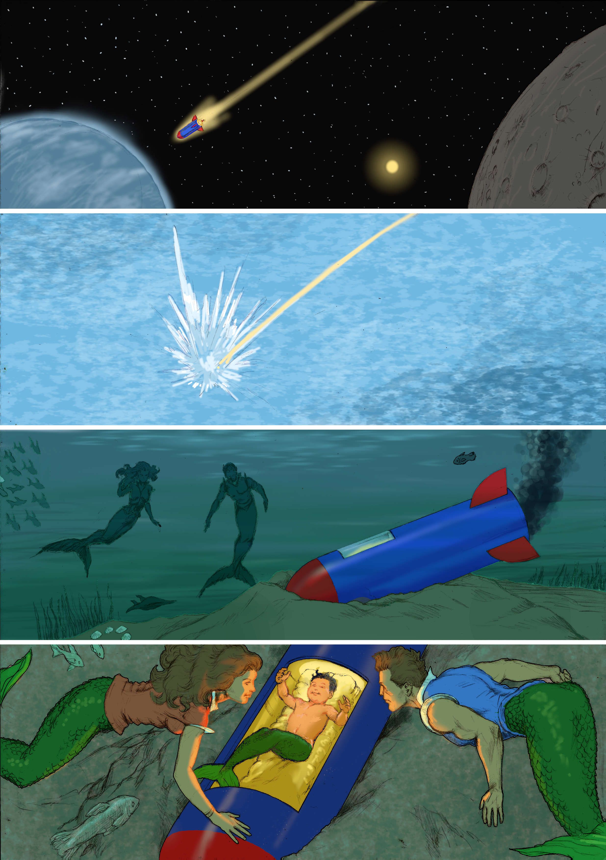 Line it is Drawn: Celebrate MerMay with Superheroes as Mermaids