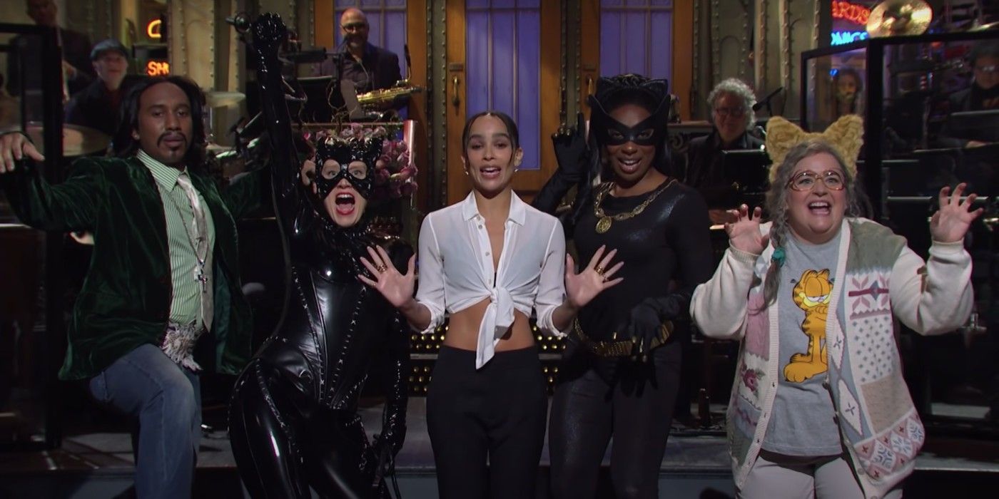 The Batman's Zoë Kravitz Gets Visited By Previous Catwomen on SNL