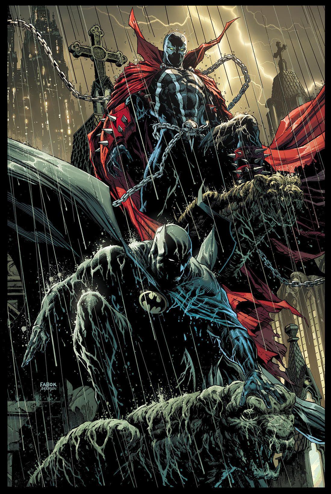 Spawn Looms Above Batman in a Wonderfully Moody Crossover Variant