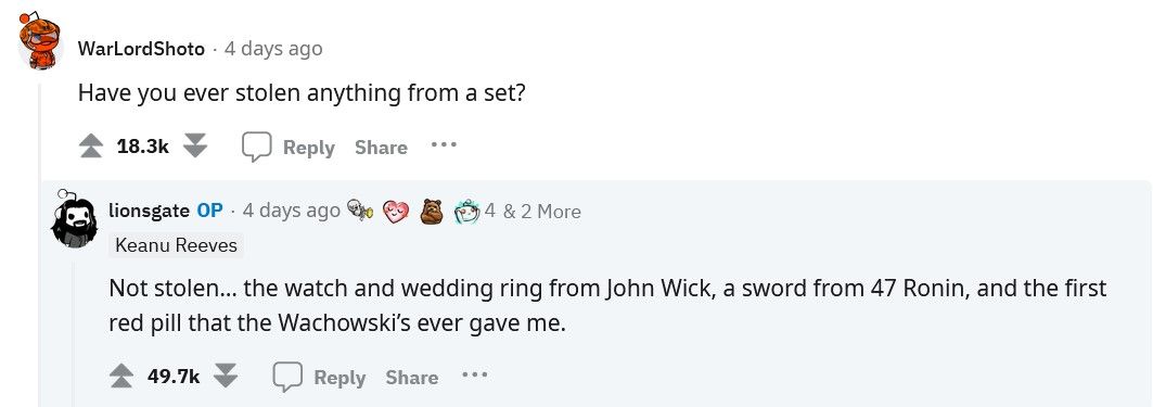 Keanu Reeves Owns The Matrix’s Original Red Pill and John Wick’s ...