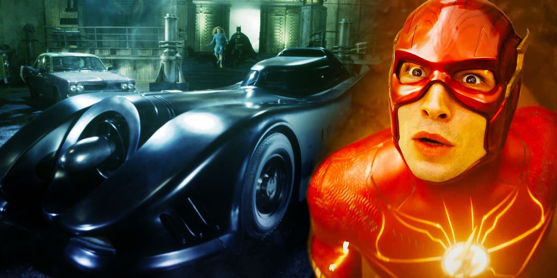 The Flash Image Turns the Spotlight on Michael Keaton's Classic Batmobile