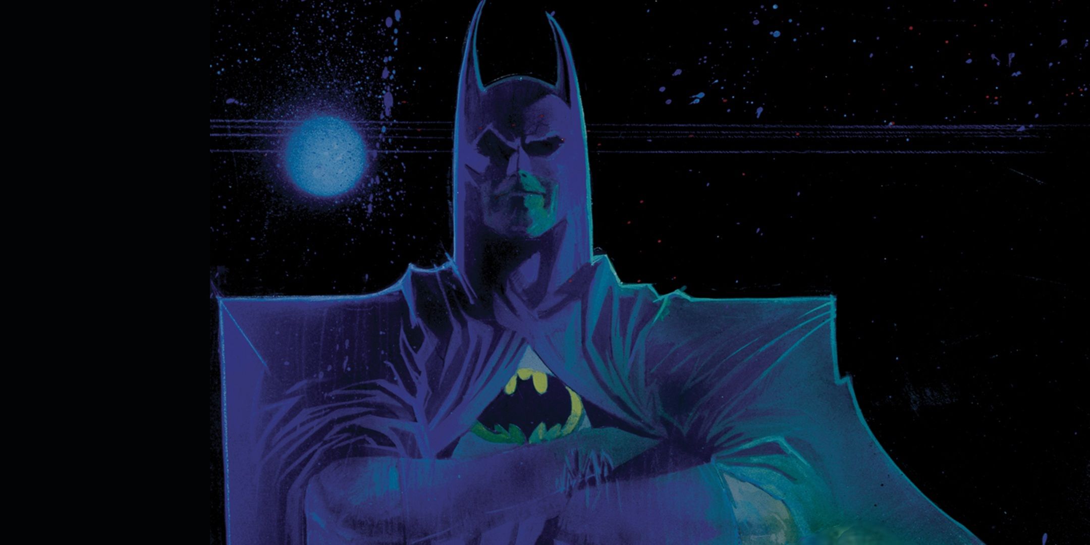 Batman glowers over his compatriots