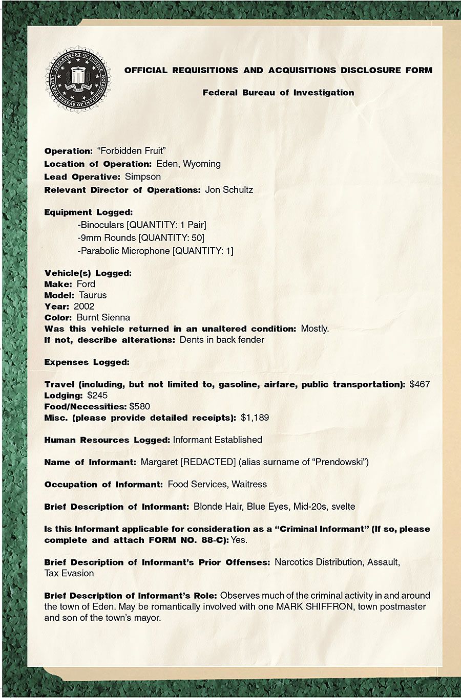 Postal: FBI Dossier #1