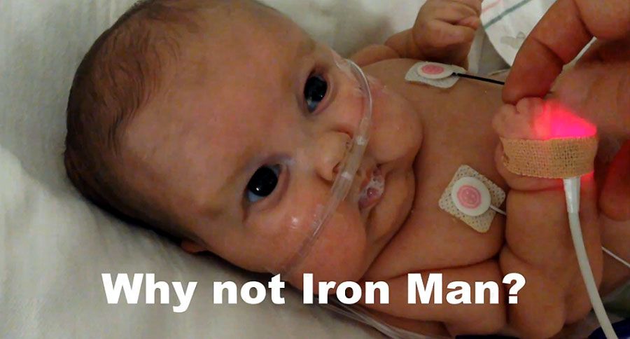 Dad helps infant son 'feel brave' with 'Baby Iron Man' costume