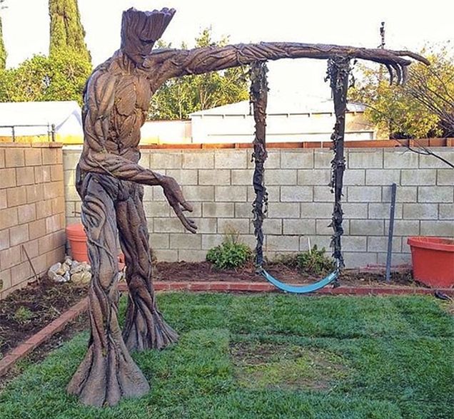 Some lucky kid is enjoying this amazing Groot swing