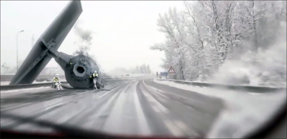 Dashcam captures crashed TIE Fighter, unhappy Stormtroopers