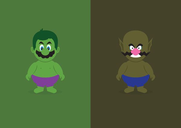 Mario and Wario, reimagined as iconic comic book rivals