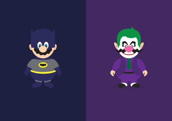 Mario and Wario, reimagined as iconic comic book rivals