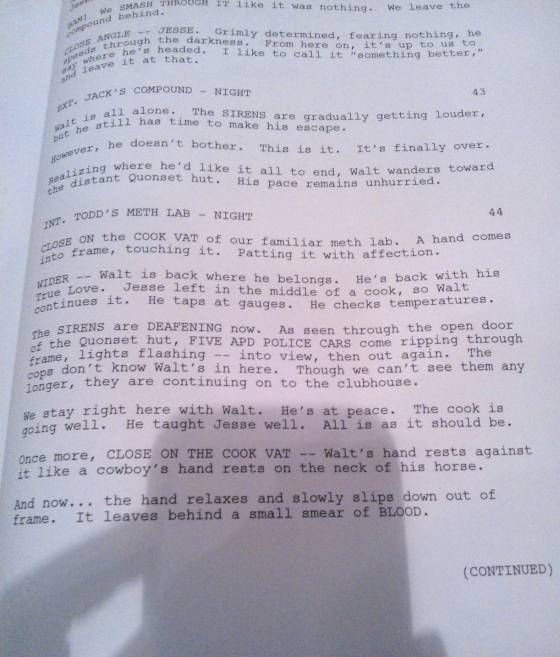 Read the Last Two Pages of the 'Breaking Bad' Finale Script